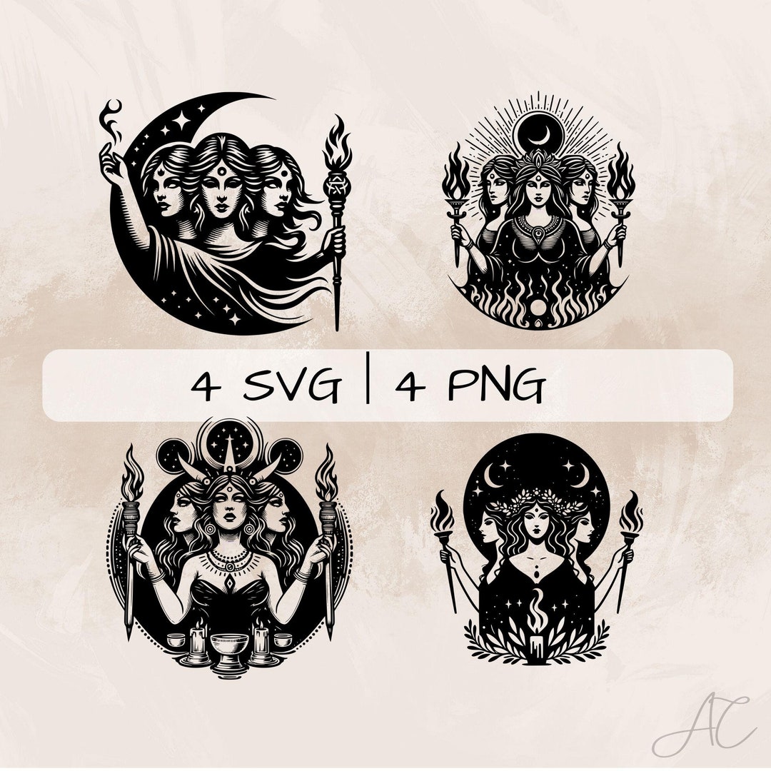 Hecate SVG Bundle, Hecate Goddess PNG , Greek Mythology Clipart, Hand ...