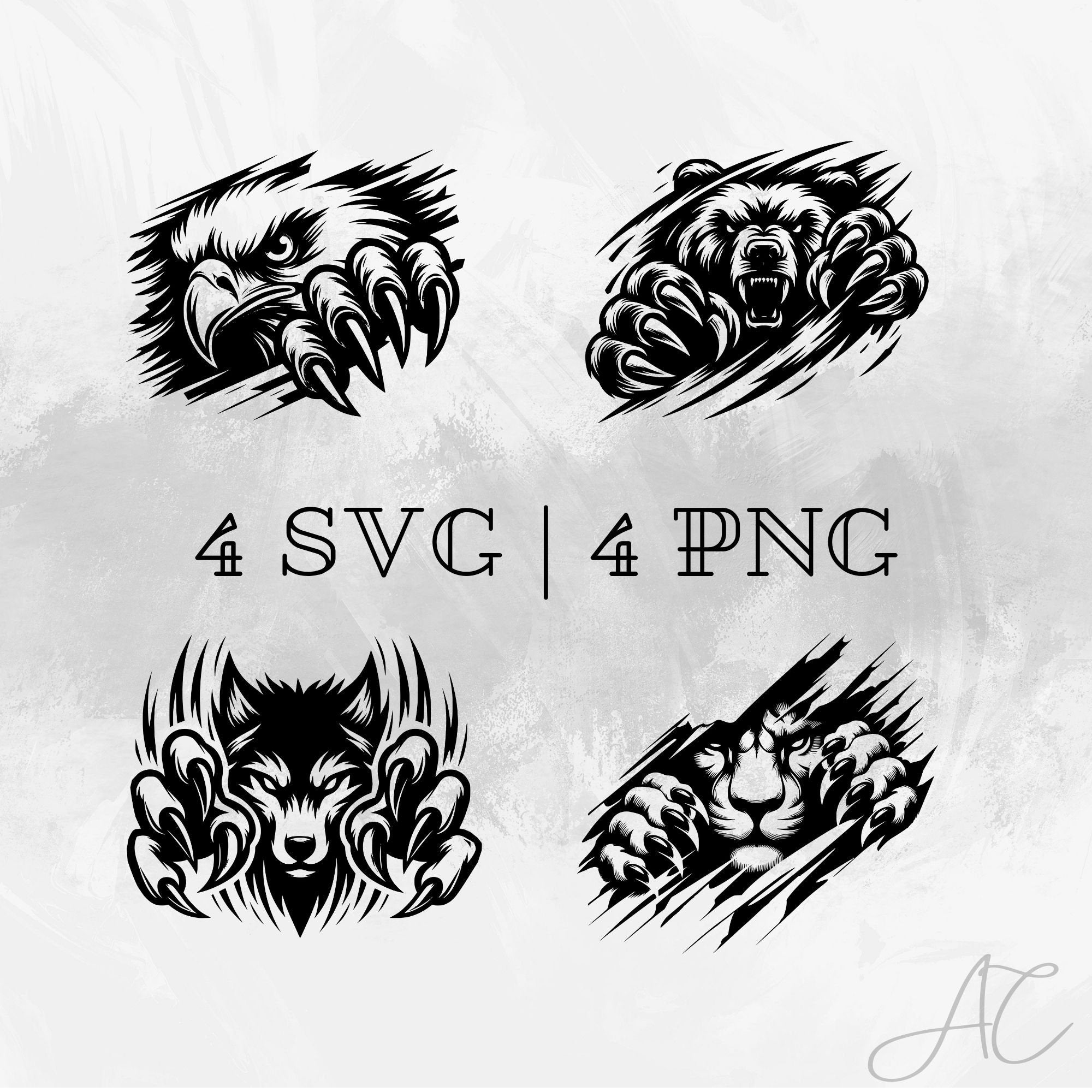 Animal Claws SVG Bundle, Claws PNG, Talons Clipart , Bear Vector, Hand ...
