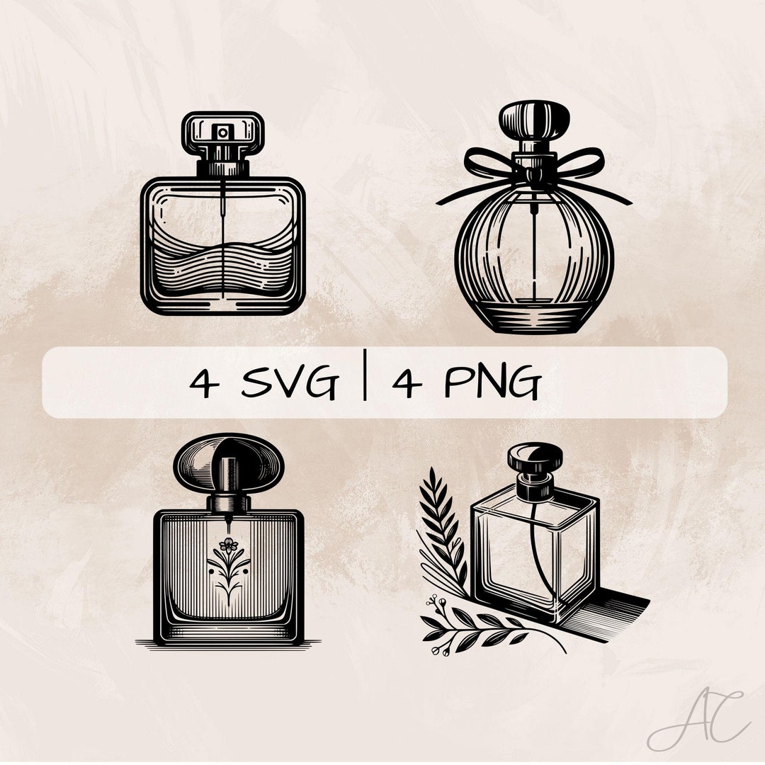 Perfume SVG Bundle, Perfume Bottle PNG, Floral Perfume Bottle Clipart ...