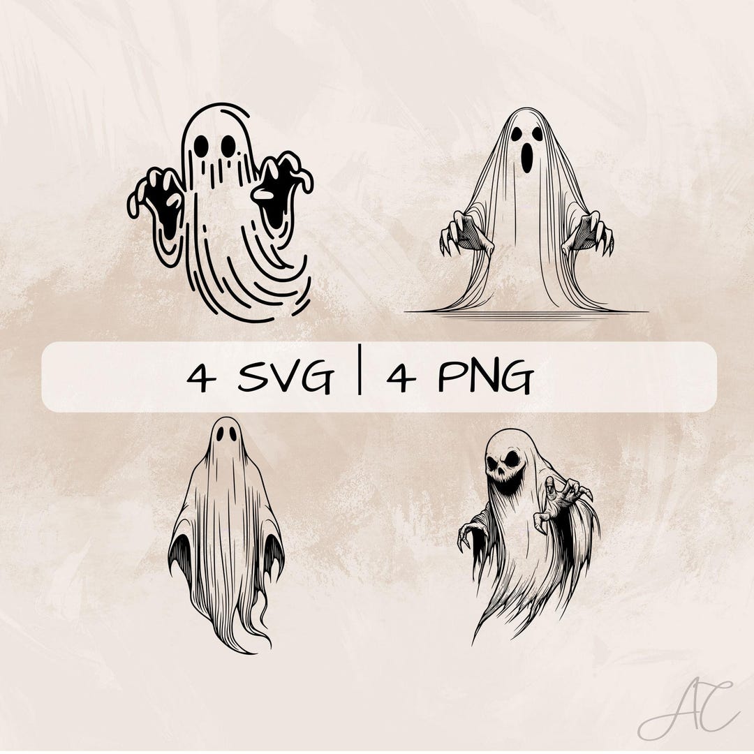 Paquete SVG de fantasmas de Halloween, fantasma espeluznante PNG ...