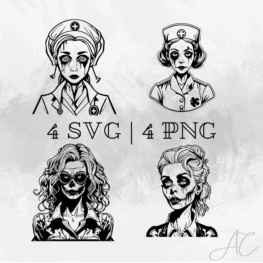 Female Zombie SVG, Zombie Nurse, PNG, Zombie Clipart, Vector, Hand ...