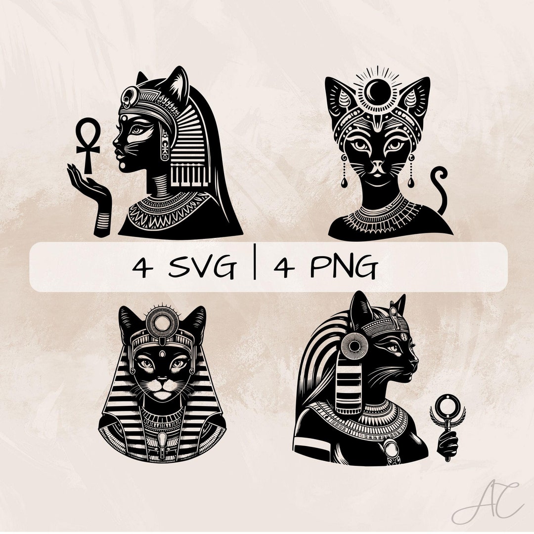 Bastet SVG Bundle, Bastet Goddess PNG ,cat Goddess Clipart, Hand Drawn ...
