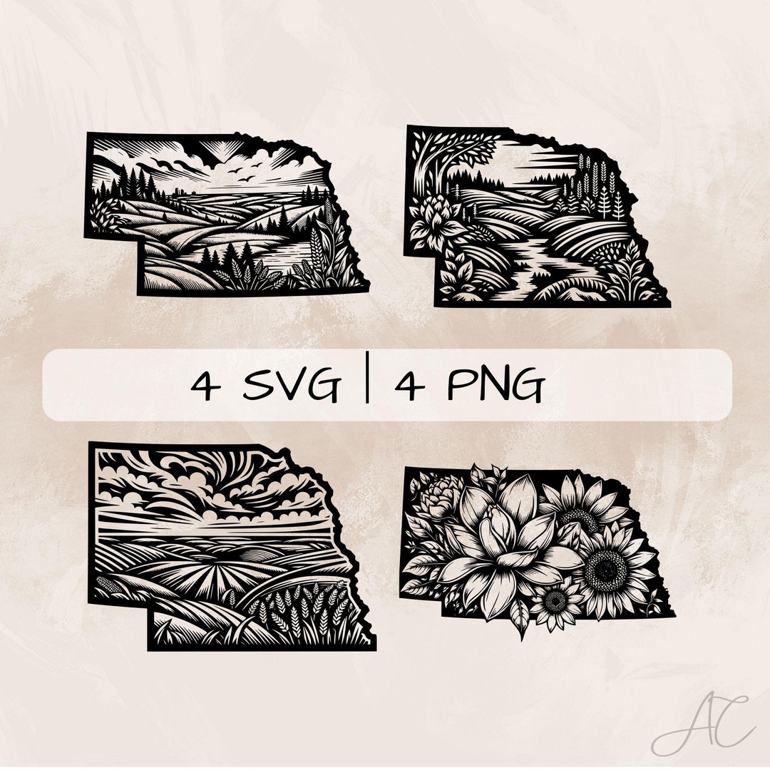 Nebraska SVG Bundle, Nebraska Outline PNG , Nebraska Map Clipart, Hand ...