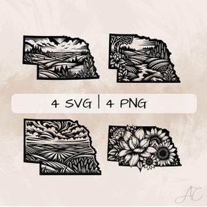 Nebraska SVG Bundle, Nebraska Outline PNG , Nebraska Map Clipart, Hand ...