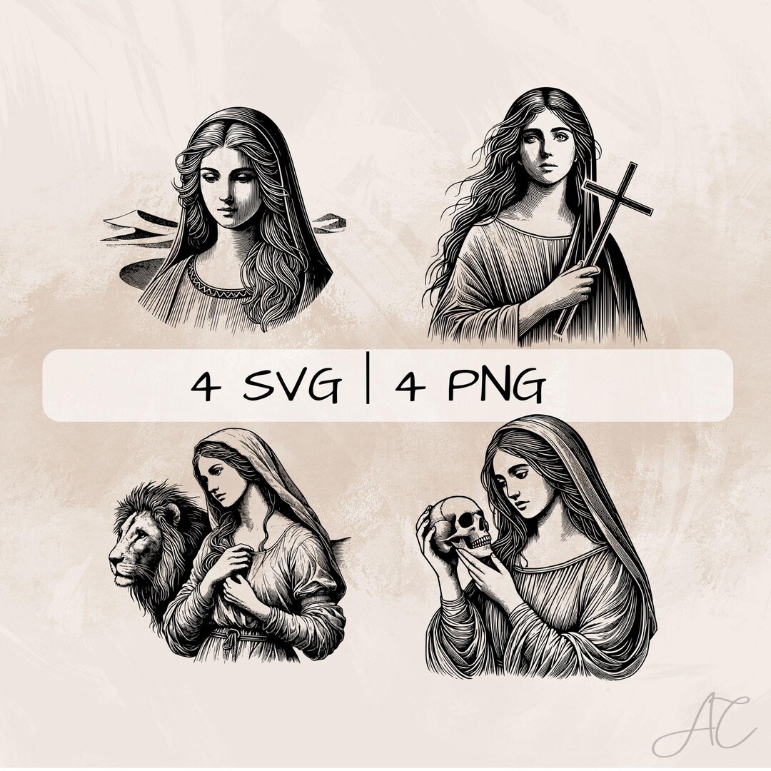 Saint Mary of Egypt SVG Bundle, St Mary of Egypt PNG, St Mary and Lion ...