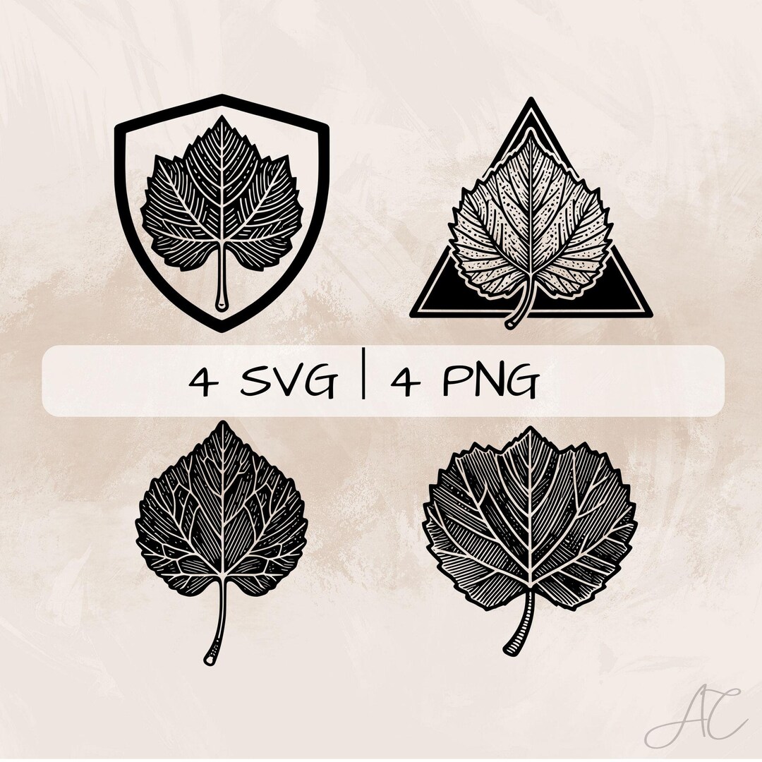 Aspen Leaf SVG Bundle, Aspen PNG ,aspen Leaf Clipart, Hand Drawn Aspen ...