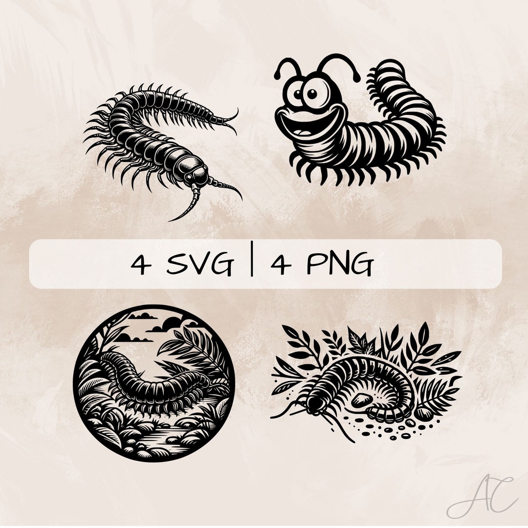 Centipede SVG Bundle, Funny Centipede PNG, Centipede in Nature Clipart ...