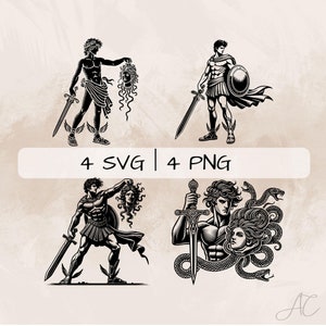 Perseus SVG Bundle, Perseus and Medusa PNG ,greek Myhtology Clipart ...