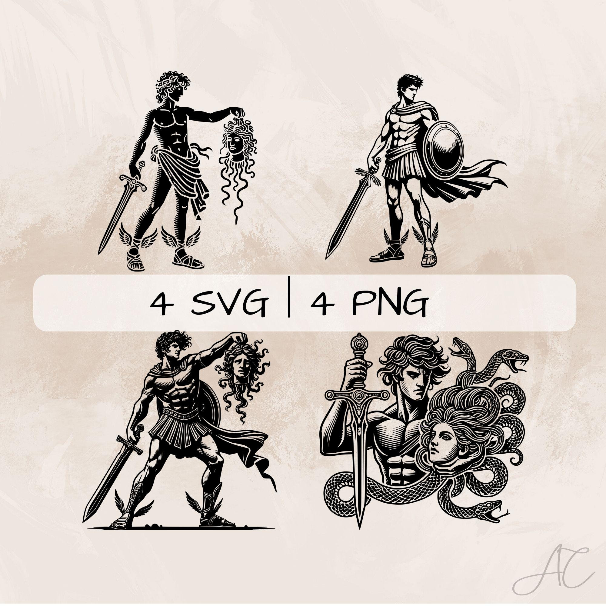 Perseus SVG Bundle, Perseus and Medusa PNG ,greek Myhtology Clipart ...
