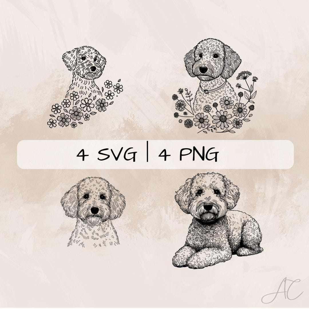 Delicate Schnoodle SVG Bundle, Schnoodle Line Art PNG, Schnoodle and ...
