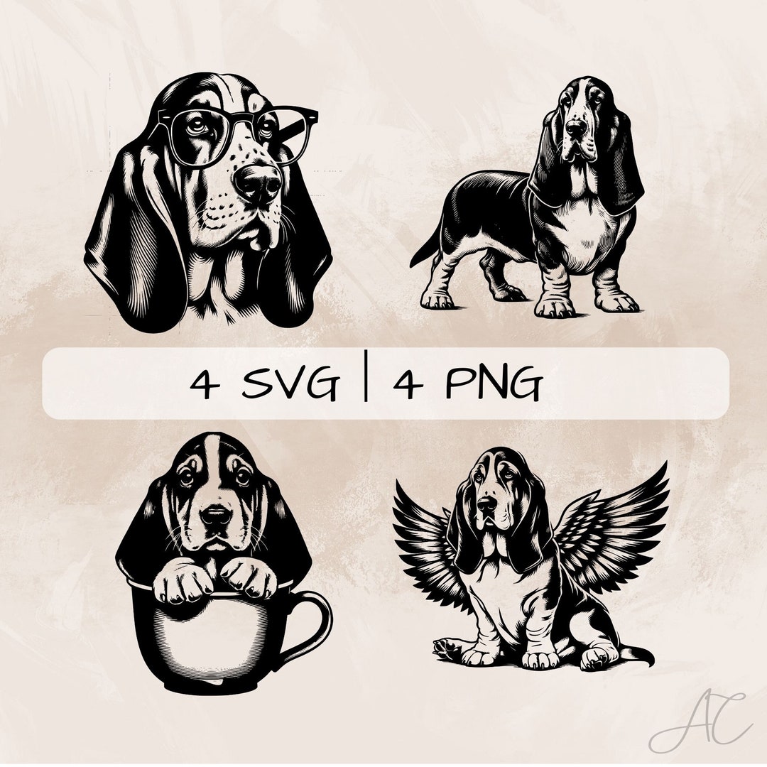 Basset Hound SVG Bundle, Peeking Basset Hound PNG, Basset Hound With ...