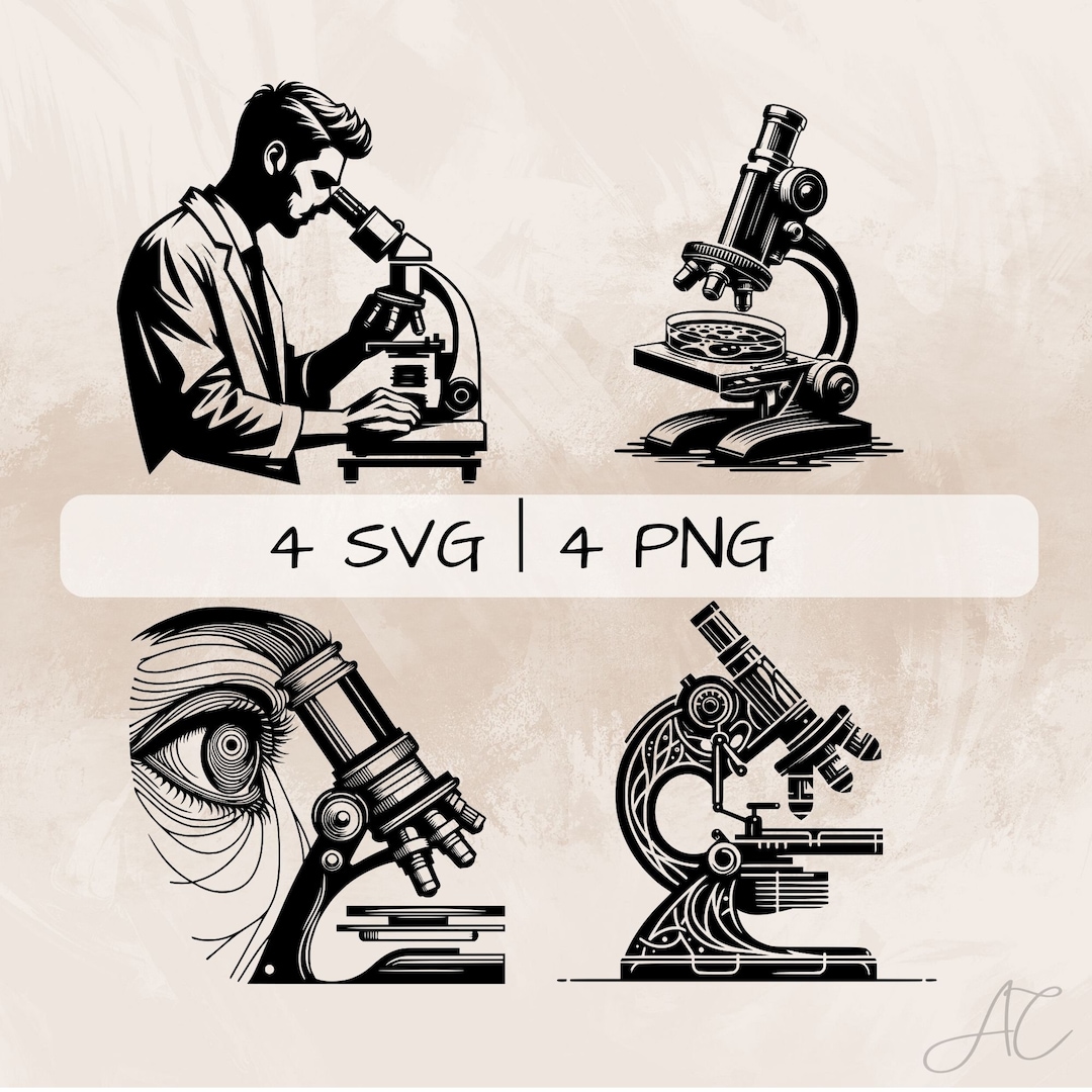 Microscope SVG Bundle, Microscope With Petri Dish PNG, Microscope and ...