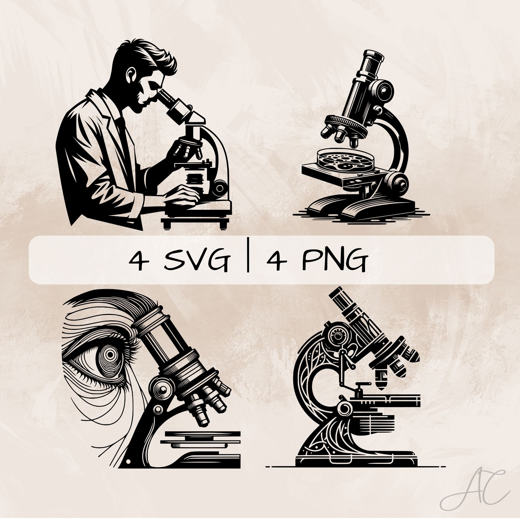 Microscope SVG Bundle, Microscope With Petri Dish PNG, Microscope and ...