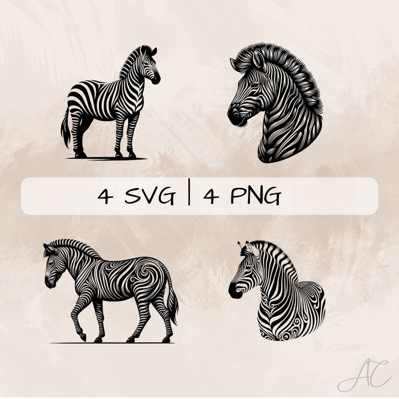 Zebra SVG Bundle, Zebra Head PNG, Realistic Zebra Clipart, Hand Drawn ...
