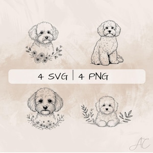 Delicate Maltipoo SVG Bundle, Maltipoo Line Art PNG, Maltipoo and ...