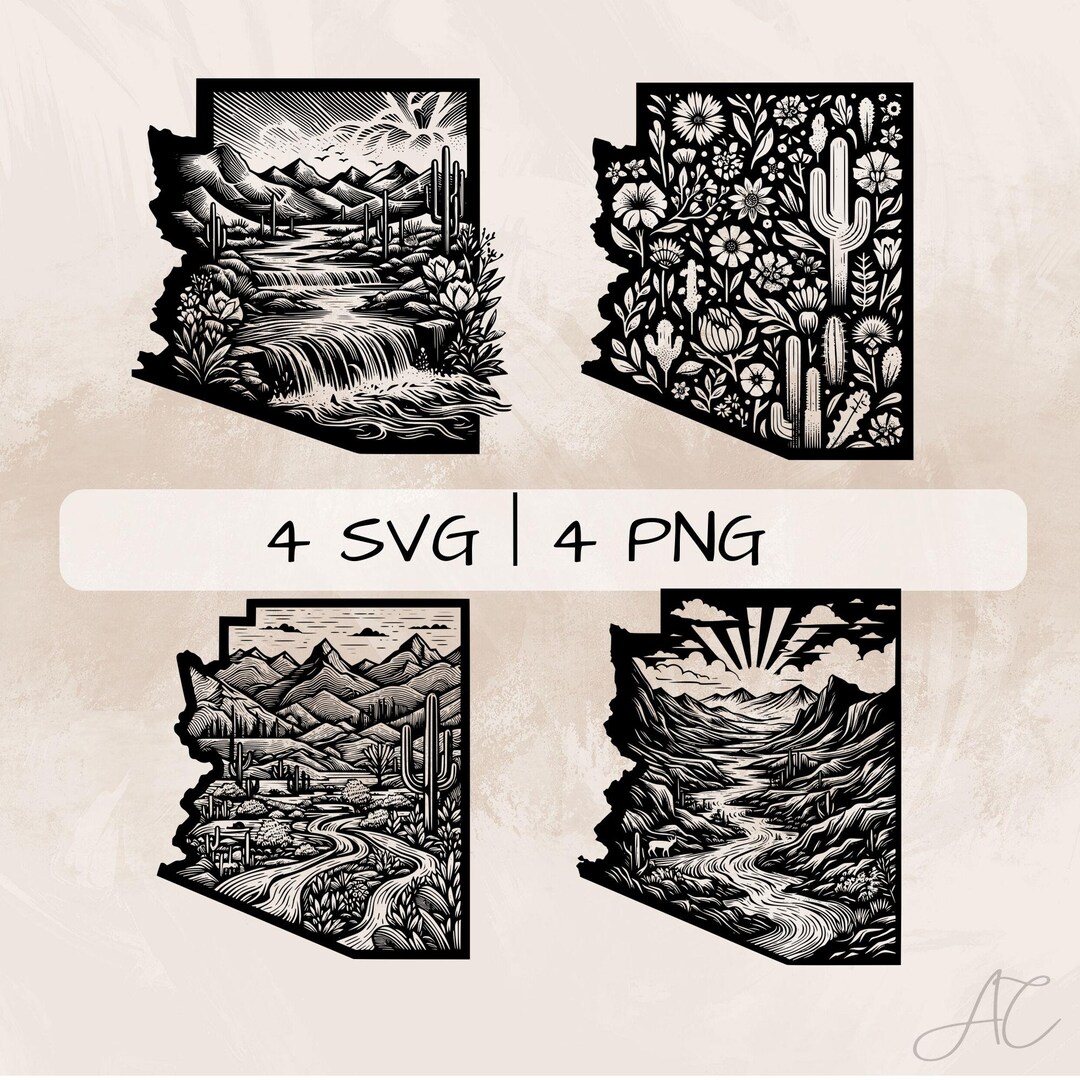 Arizona SVG Bundle, Arizona Map PNG ,arizona Outline Clipart, Hand ...