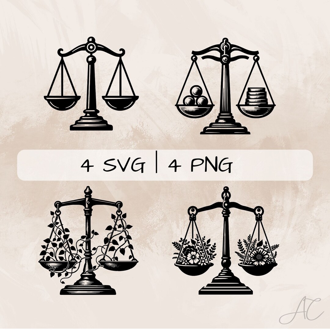 Scale SVG Bundle, Floral Scale PNG, Scale With Weights Clipart, Hand ...
