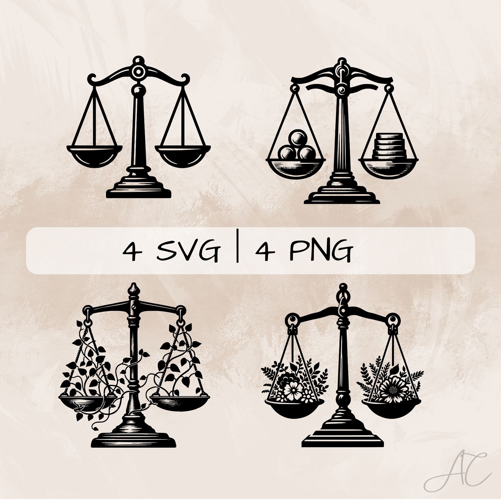 Scale SVG Bundle Floral Scale PNG Scale With Weights - Etsy