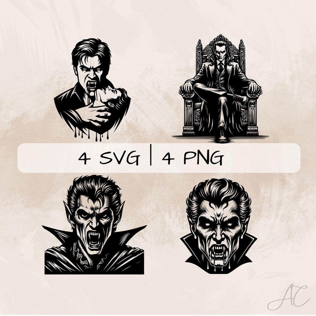 Vampire SVG Bundle, Scary Vampire PNG ,vampire and Blood Clipart, Hand ...