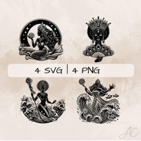 Oshun SVG Bundle, Eiver Orisha PNG, African Goddess Clipart, Hand Drawn ...