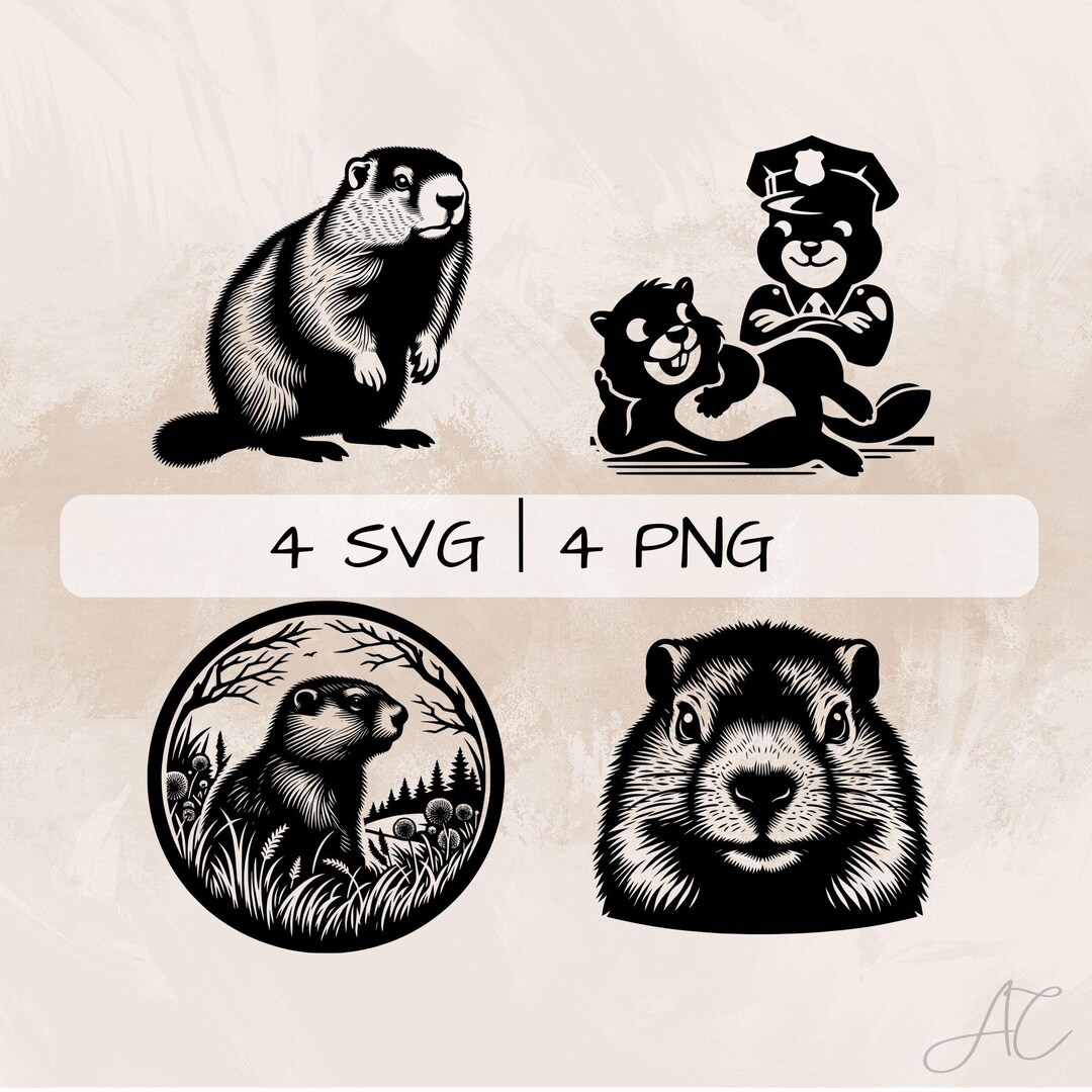 Groundhog SVG Bundle, Woodchuck PNG , Funny Groundhog Clipart, Hand ...