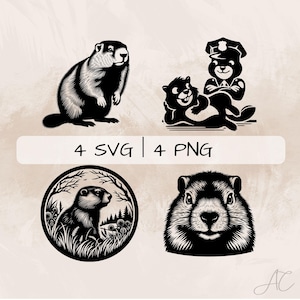 Groundhog SVG Bundle, Woodchuck PNG , Funny Groundhog Clipart, Hand ...