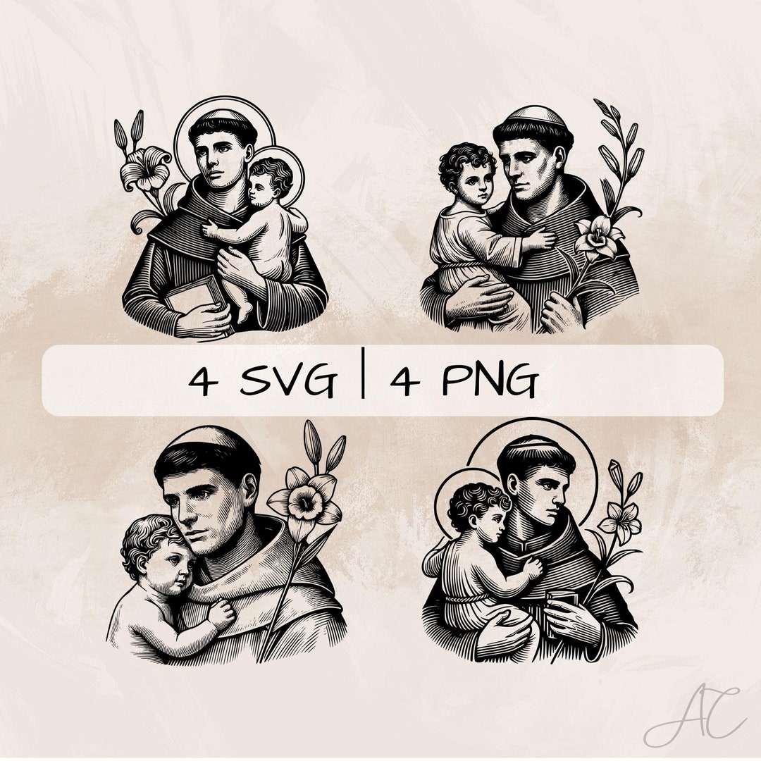 St Anthony SVG Bundle, Saint Anthony PNG, Saint Anthony of Padua ...