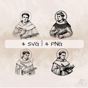 Saint Thomas Aquinas SVG Bundle, St Thomas Aquinas PNG , Catholic ...