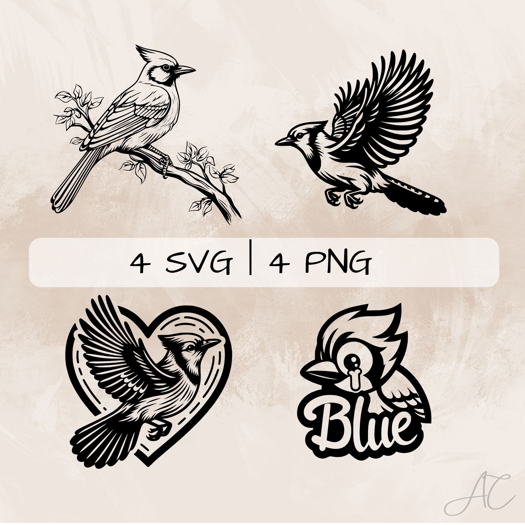Blue Jay SVG Bundle, Flying Blue Jay PNG, Blue Jay and Heart Clipart ...