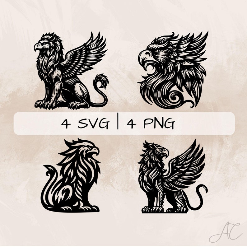 Griffin SVG Bundle, Griffin Logo PNG ,griffin Face Clipart, Hand Drawn ...