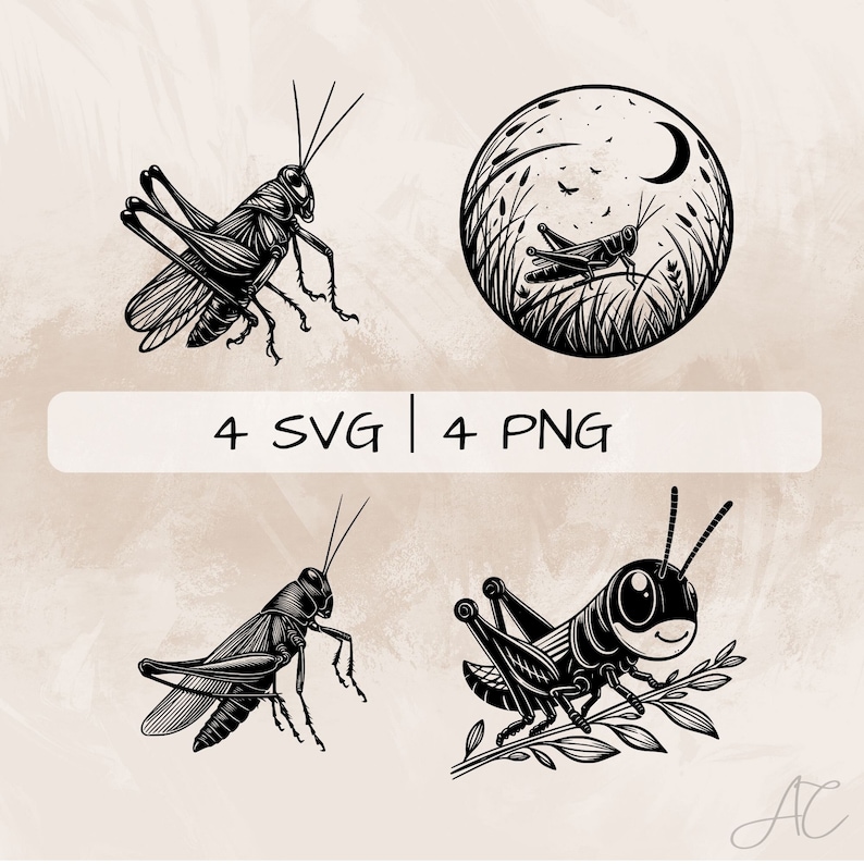Grasshopper SVG Bundle, Grasshopper Scene PNG, Cute Grasshopper Clipart ...