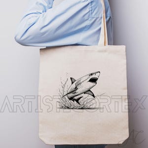 Delicate Shark SVG Bundle, Great White Shark Line Art PNG, Shark in ...