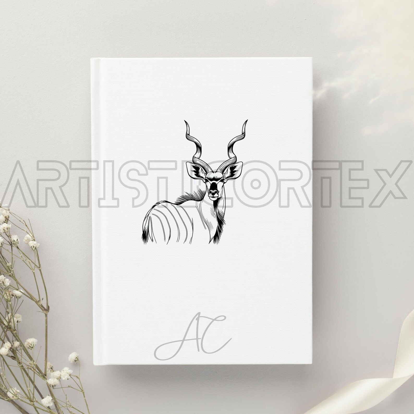 Delicate Kudu SVG Bundle, Kudu Line Art PNG, Kudu Face Clipart, Hand ...