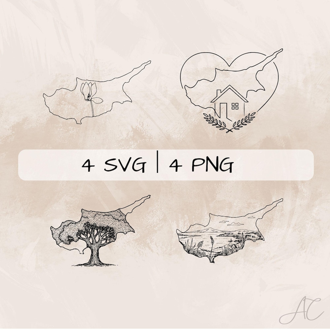 Cyprus SVG Bundle, Cyprus Outline PNG , Cyprus Map Clipart, Hand Drawn Cyprus Pictures for Print ...