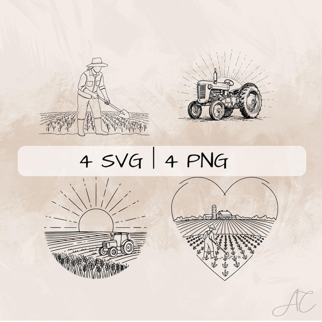 Farmer SVG Bundle, Farming PNG ,farmer Clipart, Hand Drawn Farmer ...
