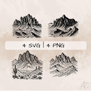 Superstition Mountains SVG Bundle, Mountains PNG ,hand Drawn ...
