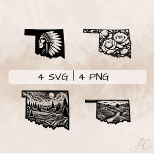 Oklahoma SVG Bundle, Oklahoma Map PNG ,oklahoma Outline Clipart, Hand ...