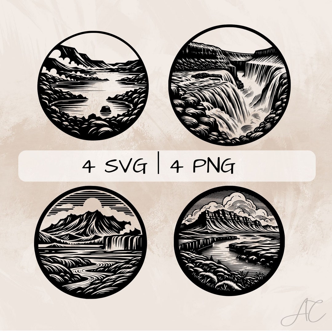 Iceland Scene SVG Bundle, Blue Lagoon PNG, Gullfoss Waterfall Clipart ...