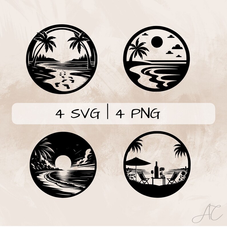 Beach Scene SVG Bundle Beach and Footprints PNG Beach and - Etsy