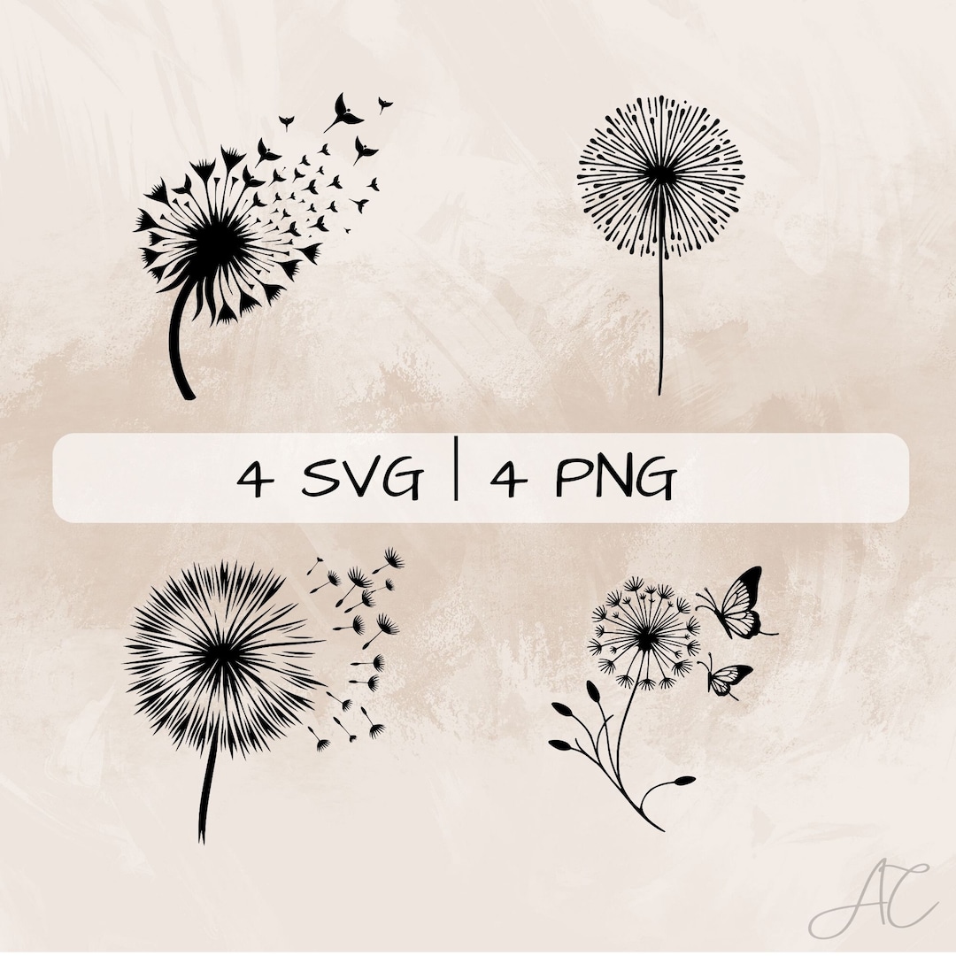 Dandelion for Cricut SVG Bundle, Dandelion With Butterfly PNG ...