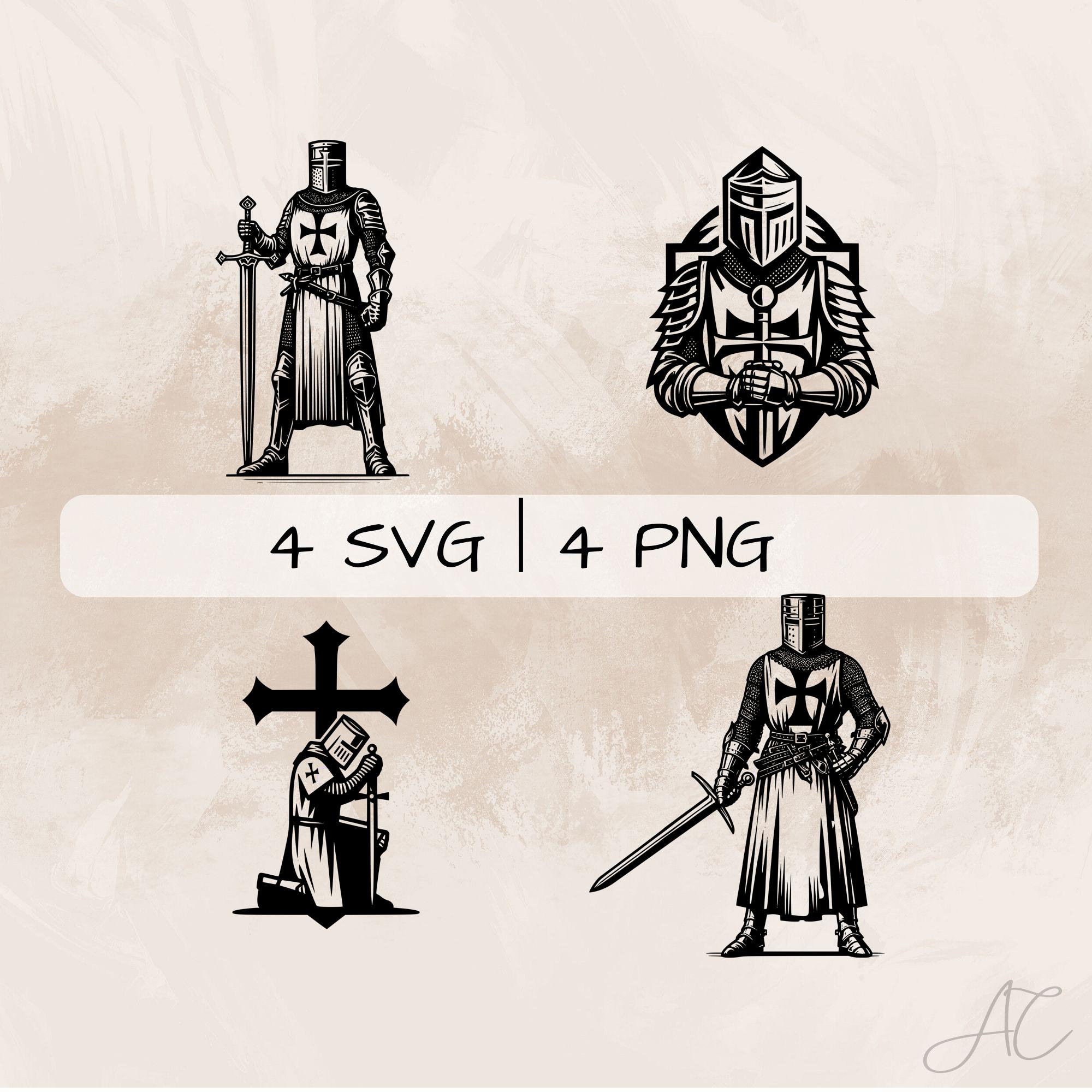 Templar Knight SVG Bundle, Knight PNG , Christian Knight Clipart, Hand ...