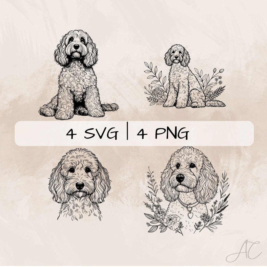 Delicate Cockapoo SVG Bundle, Cockapoo Line Art PNG, Cockapoo and ...