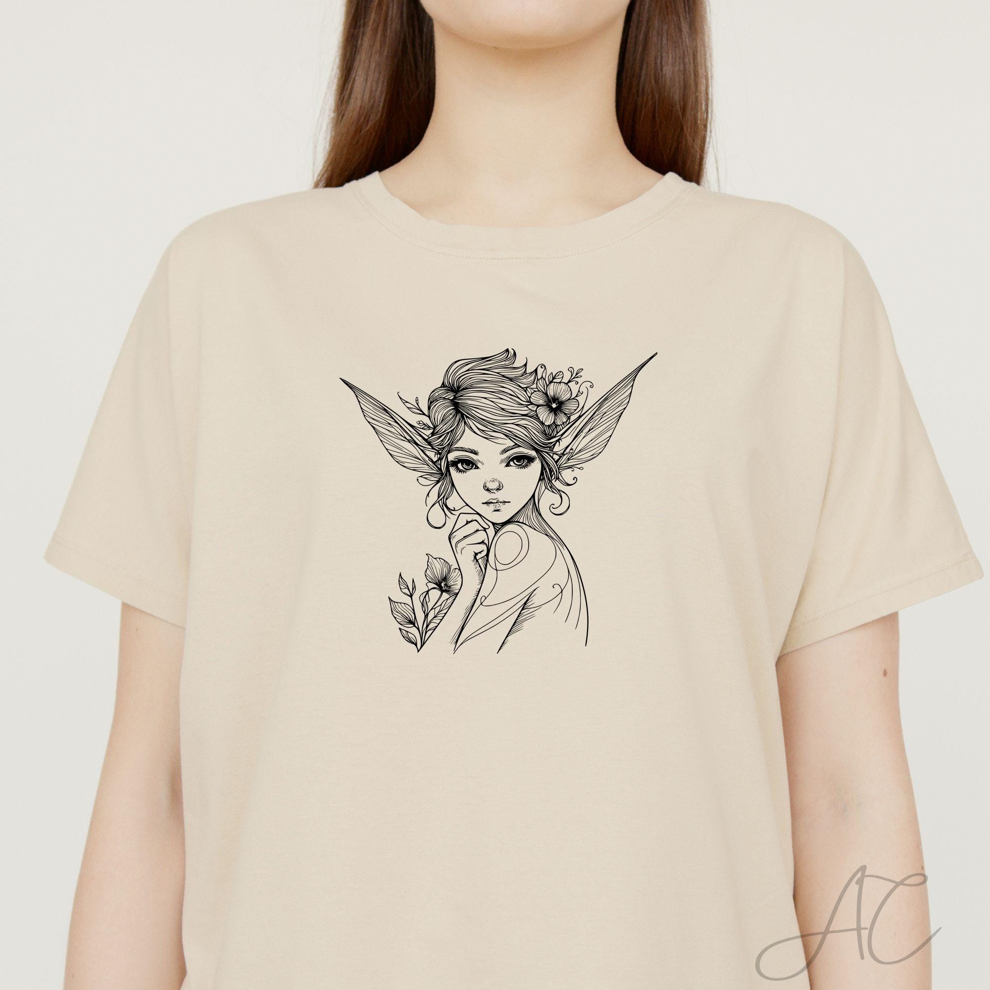 Delicate Pixie SVG Bundle, Pixie Line Art PNG, Pixie Boy Clipart, Hand ...