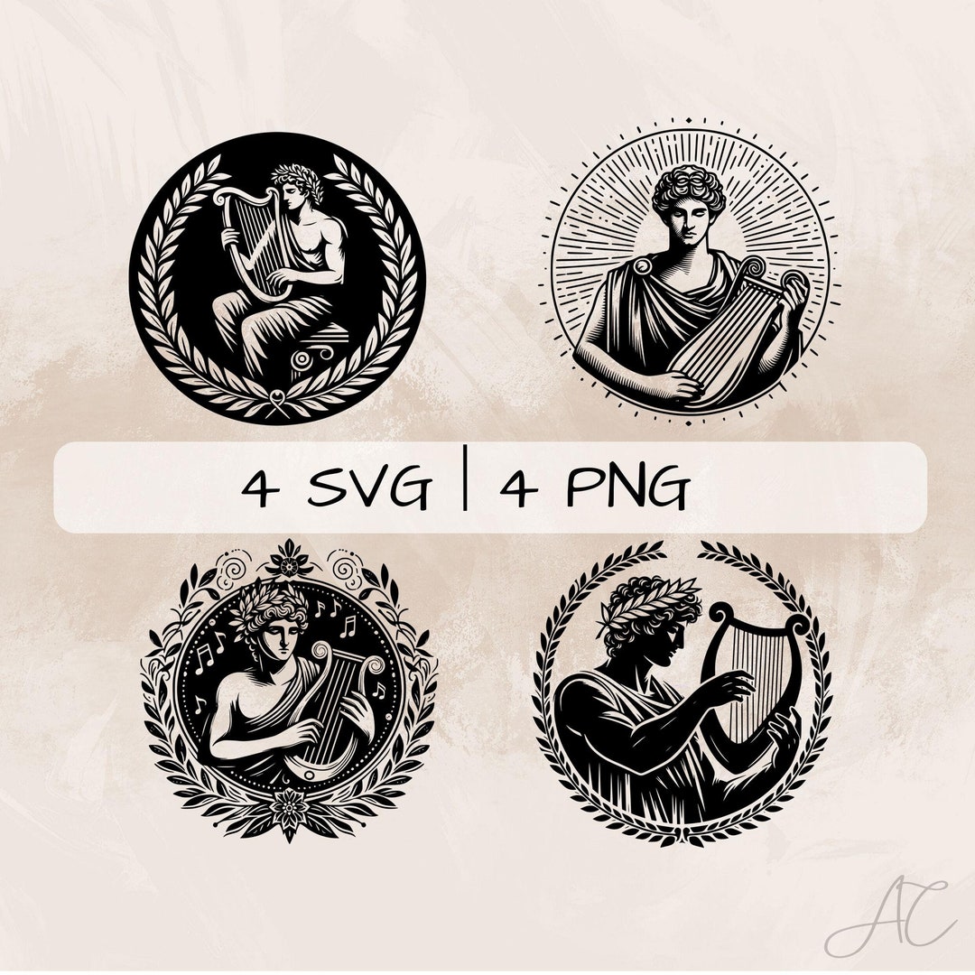 Apollo SVG Bundle, Apollo PNG ,god of Music Clipart, Hand Drawn Apollo ...