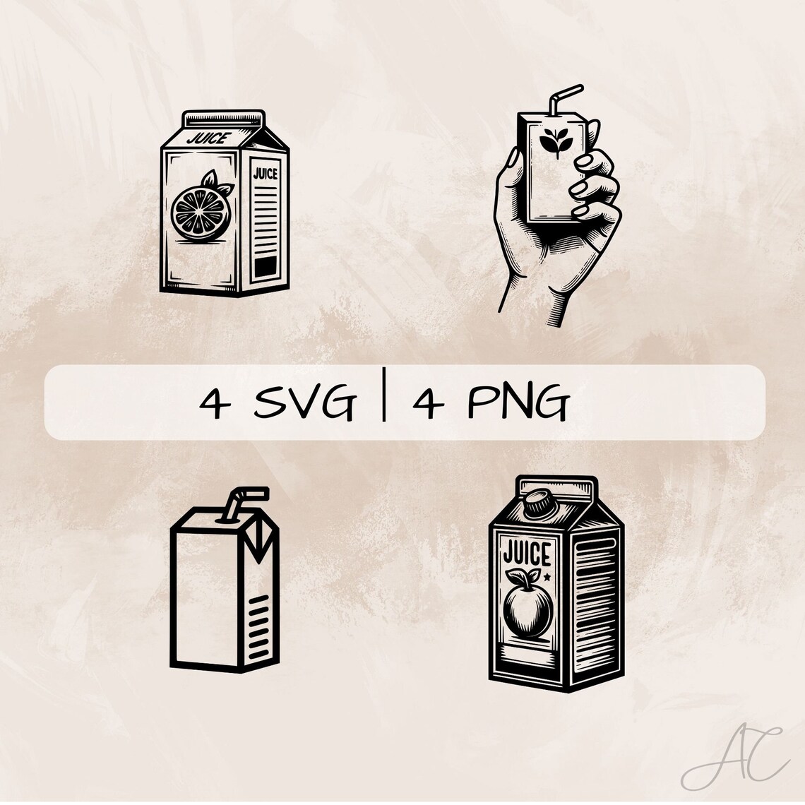 Juice Box SVG Bundle, Apple Juice PNG, Orange Juice Clipart, Hand Drawn ...