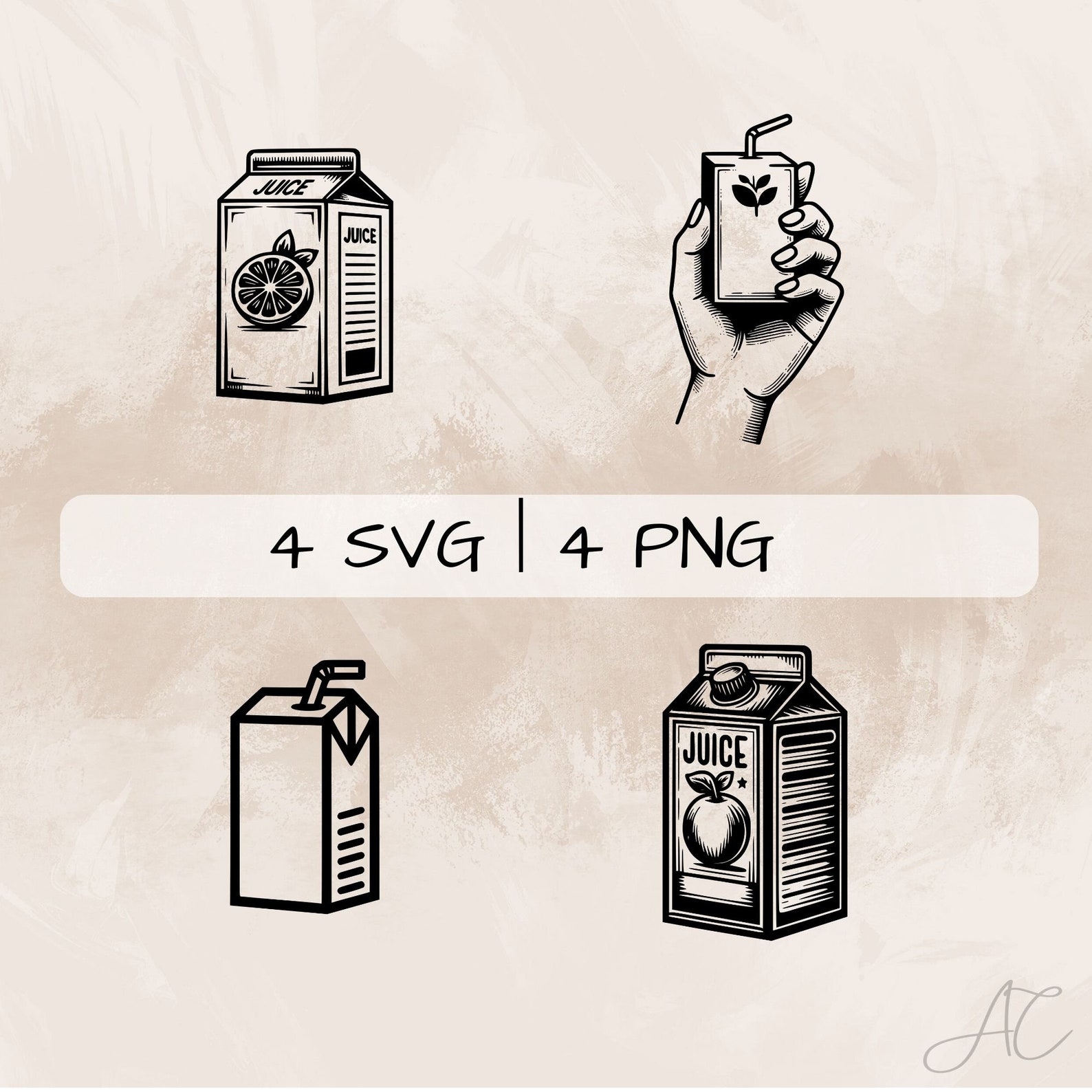 Juice Box SVG Bundle, Apple Juice PNG, Orange Juice Clipart, Hand Drawn ...