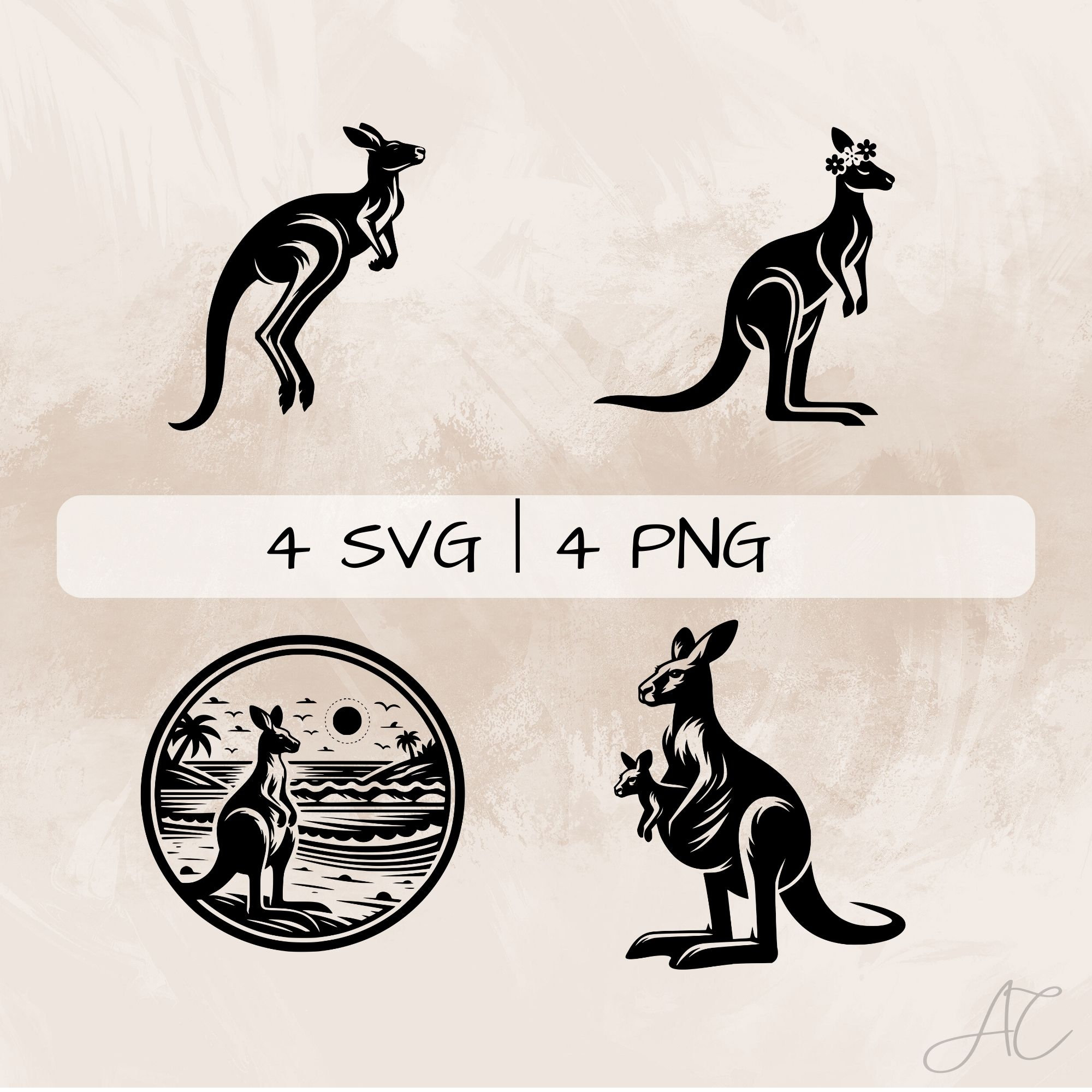 Kangaroo SVG Bundle Floral Kangaroo PNG Kangaroo Hopping - Etsy