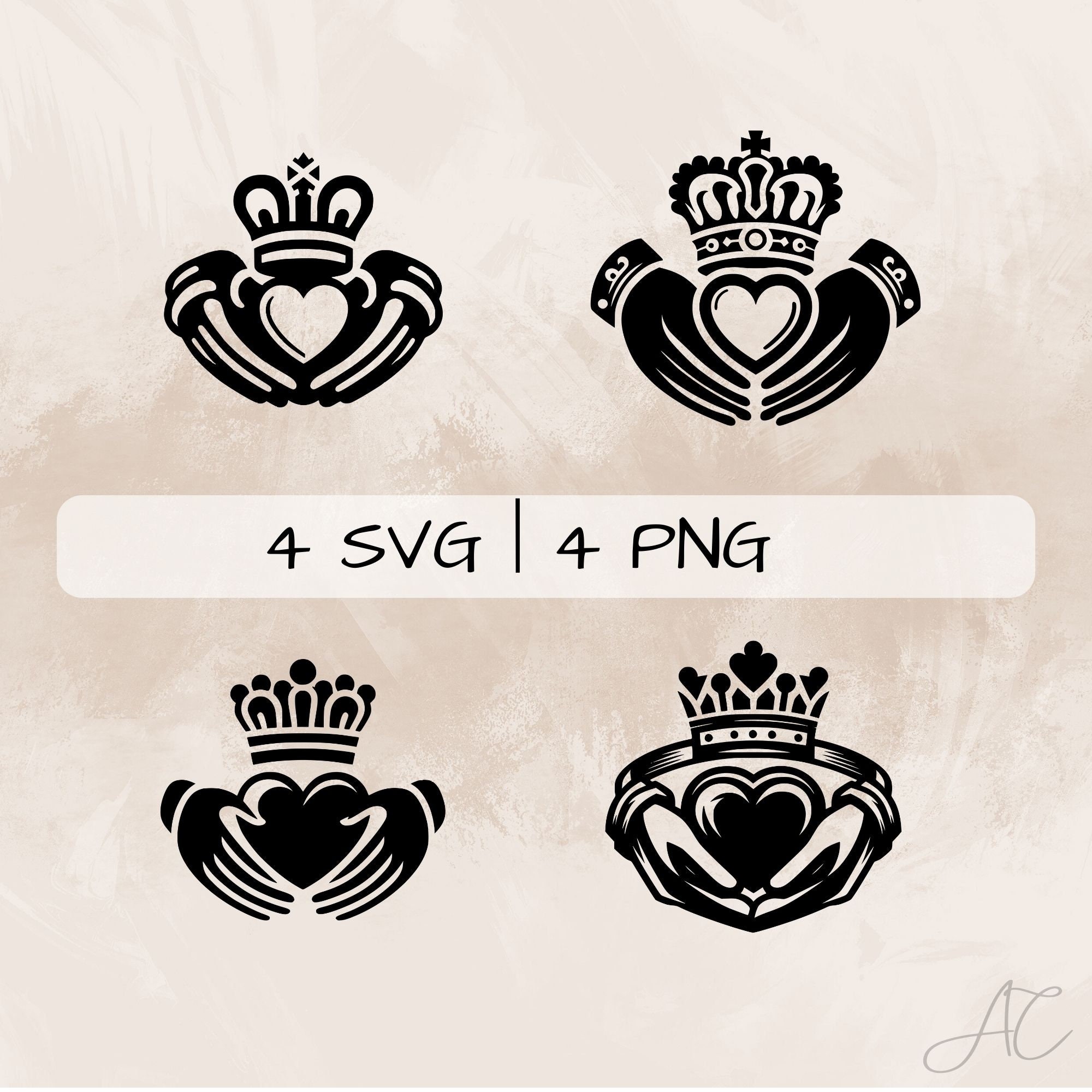 Claddagh SVG Bundle, Irish Claddagh PNG, Claddagh Crest Clipart, Hand ...