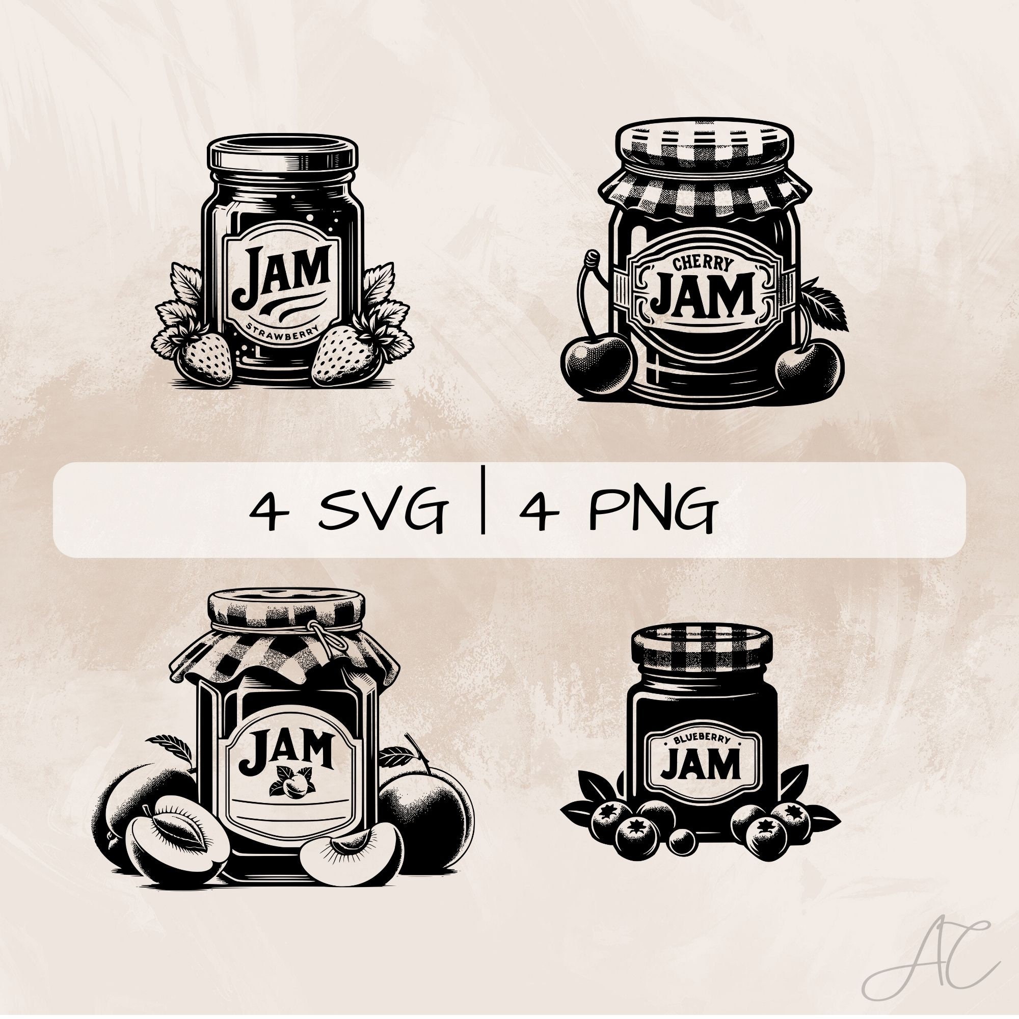 Jam SVG Bundle, Strawberry Jam PNG, Blueberry Jam Clipart, Hand Drawn ...