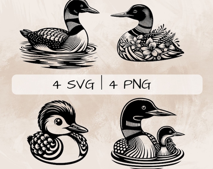28 Common Loon PNG Clipart Bundle, Watercolor Loon Silhouette Abstract ...